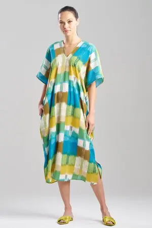 Natori Sunset Crinkle Caftan - Green