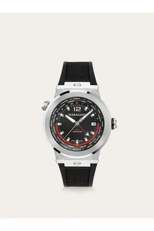 FERRAGAMO Gmt Worldtime Strap Watch - Black