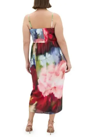 City Chic Pleated Floral Midi Dress