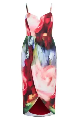 City Chic Pleated Floral Midi Dress