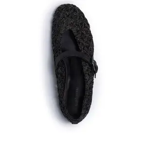 Bernardo Borden Raffia Mary Jane Flat - Black