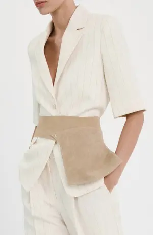 Mango Argelia Belted Short Sleeve Blazer - Ecru