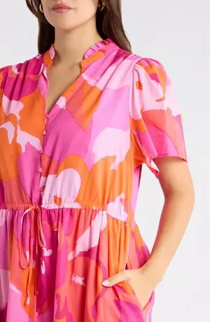 SUGARLIPS Floral Button-up Mini Dress