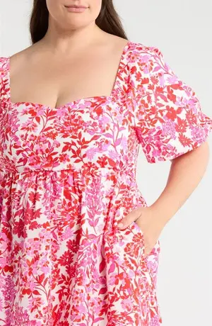 SUGARLIPS Floral Smocked Mini Dress