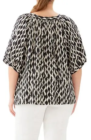 Karen Kane Satin Button-up Peasant Top