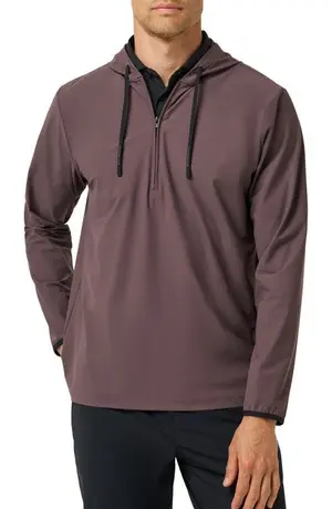 Travis Mathew Hero Hour Performance Half Zip Hoodie - Raisin