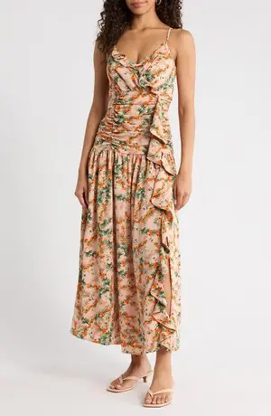 SUGARLIPS Floral Ruched Maxi Dress