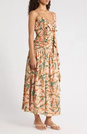 SUGARLIPS Floral Ruched Maxi Dress