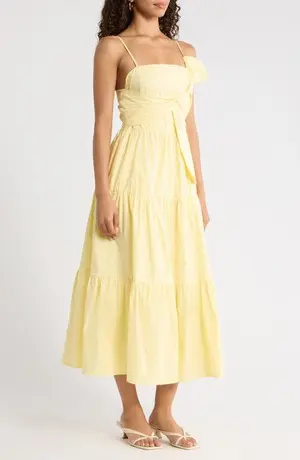 SUGARLIPS Love Letter Poplin Midi Dress - Yellow
