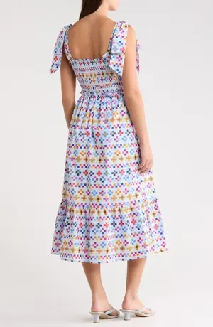 SUGARLIPS Kessa Mitzy Geo Smocked Midi Dress