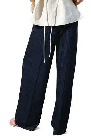 Mango Pinstripe Suit Trousers - Navy