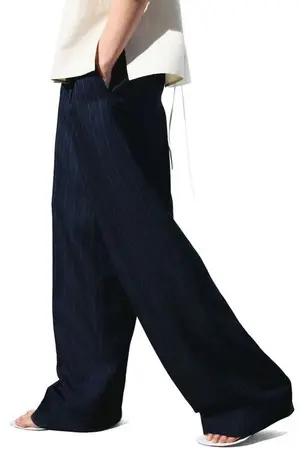 Mango Pinstripe Suit Trousers - Navy