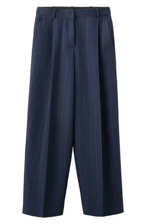 Mango Pinstripe Suit Trousers - Navy