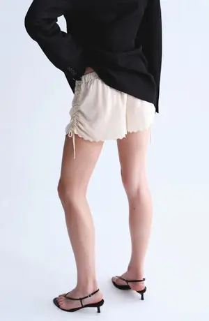 Mango Embroidered Cinched Shorts