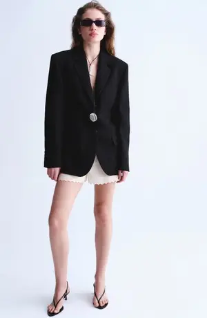Mango Embroidered Cinched Shorts