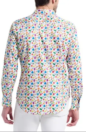 Robert Graham Garnish Print Stretch Cotton Button-up Shirt