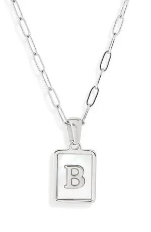 THE SIS KISS Ocean Drive Initial Pendant Necklace Silver B