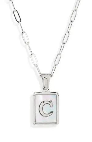 THE SIS KISS Ocean Drive Initial Pendant Necklace - Silver C