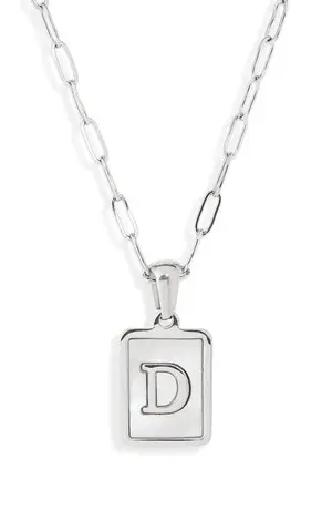 THE SIS KISS Ocean Drive Initial Pendant Necklace - Silver D