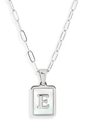 THE SIS KISS Ocean Drive Initial Pendant Necklace Silver E