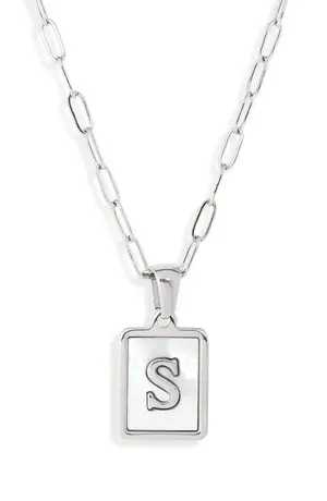 THE SIS KISS Ocean Drive Initial Pendant Necklace Silver S