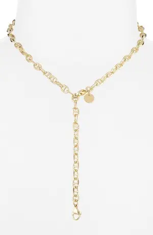 THE SIS KISS Mia Mariner Lariat Chain Necklace - Gold