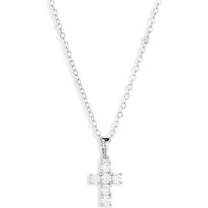 THE SIS KISS Crystal Cross Pendant Chain Necklace - Silver