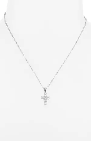 THE SIS KISS Crystal Cross Pendant Chain Necklace