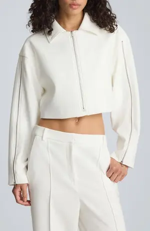 KENNETH COLE Crop Zip Jacket - Pure White