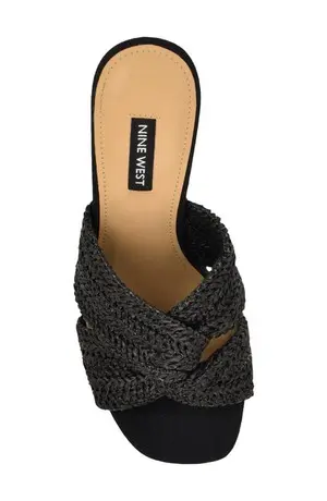 Nine West Woven Wedge Sandal - Black