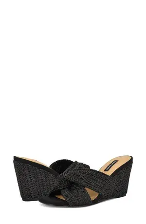 Nine West Woven Wedge Sandal - Black