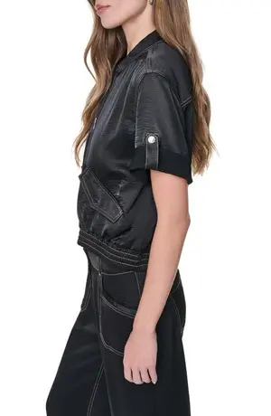 Dkny Contrast Stitch Bomber Jacket - Black