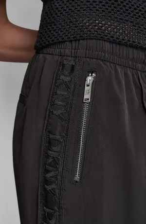 Dkny Nylon Straight-leg Pants - Black
