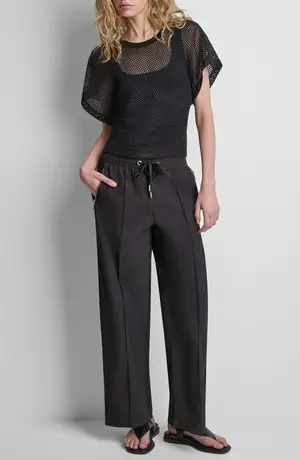 Dkny Nylon Straight-leg Pants - Black