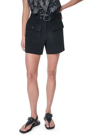 Dkny Belted High-waist Crepe Shorts
