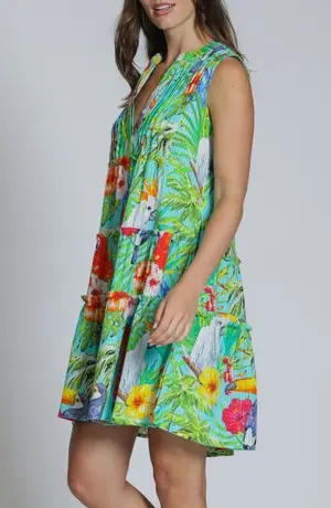 APNY Pintuck Sleeveless Cotton Blend Dress