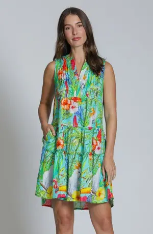 APNY Pintuck Sleeveless Cotton Blend Dress