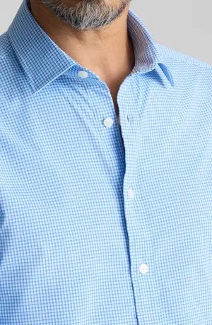 UNTUCKIT Bravo Microcheck Performance Button-up Shirt - Blue