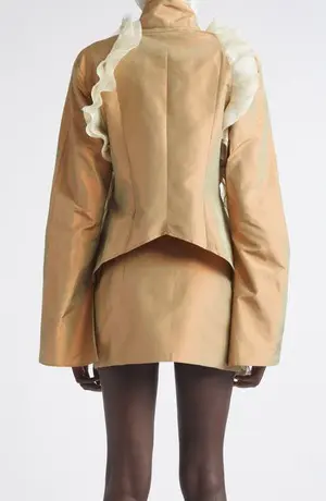 KIM SHUI Larsen Crop Silk Lace-up Top