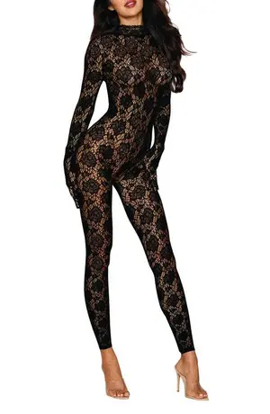 DREAMGIRL Lace Bodystocking - Black