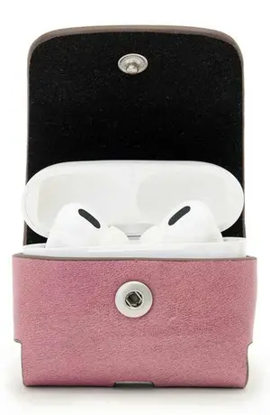 ALLSAINTS Hex Leather Airpod Case - Raspberry Pink