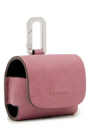 ALLSAINTS Hex Leather Airpod Case - Raspberry Pink