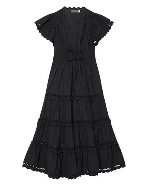 Mint Velvet Cotton Ruffle Maxi Dress - Black
