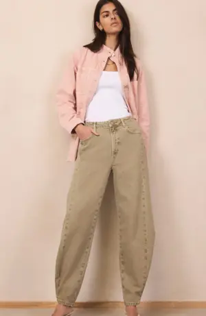 Mint Velvet Balloon Popper Jeans - Khaki