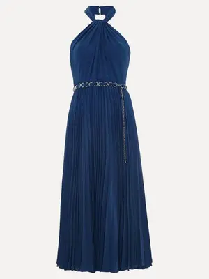 PHASE EIGHT Sathia Pleated Halter Neck Midi Dress
