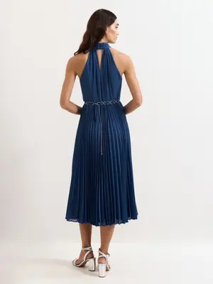 PHASE EIGHT Sathia Pleated Halter Neck Midi Dress