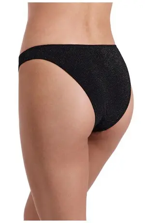 LUMA GOTTEX Luna Textured Shimmer High Leg Low Rise Bikini Bottom - Black