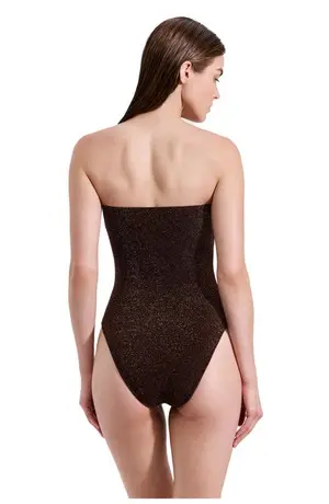 LUMA GOTTEX Luna Textured Shimmer Bandeau One Piece - Brown