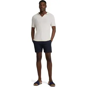 Onia Textured Cotton Johnny Collar Polo - Stone/white