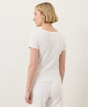 PACT Organic Cotton Pointelle Scoop Neck Tee - White